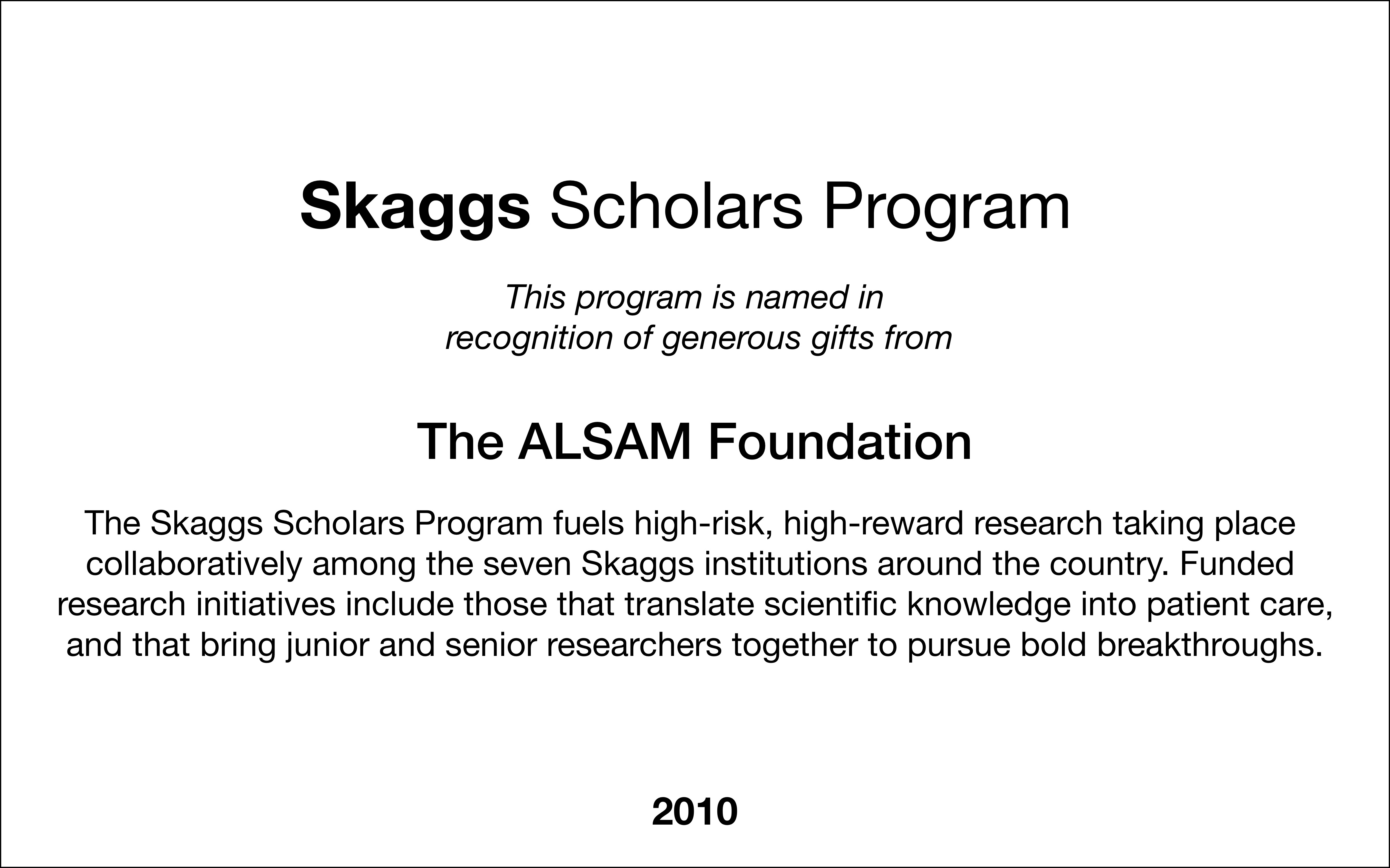The ALSAM Foundation – Virtual Benefactor Recognition