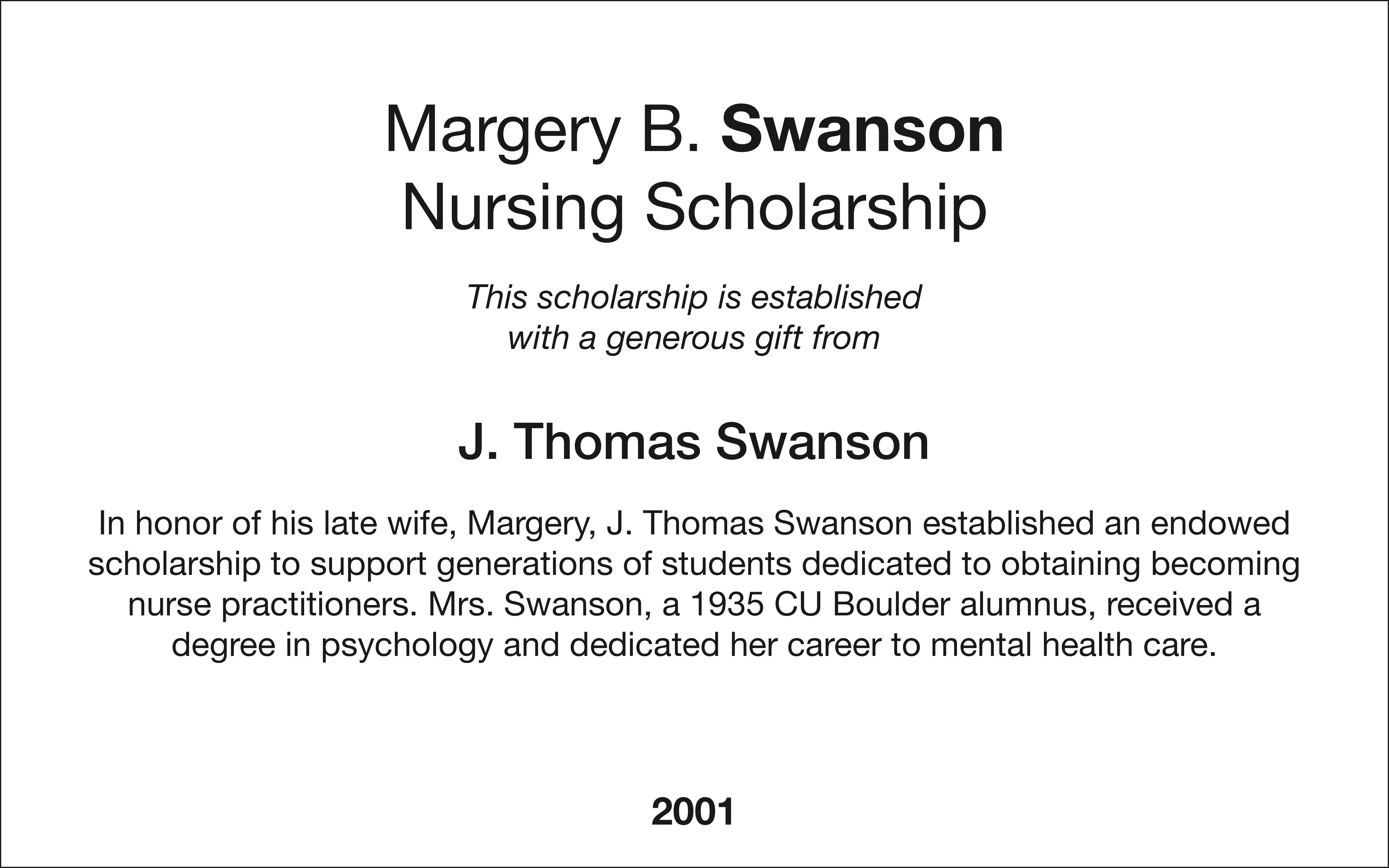 J. Thomas Swanson – Virtual Benefactor Recognition
