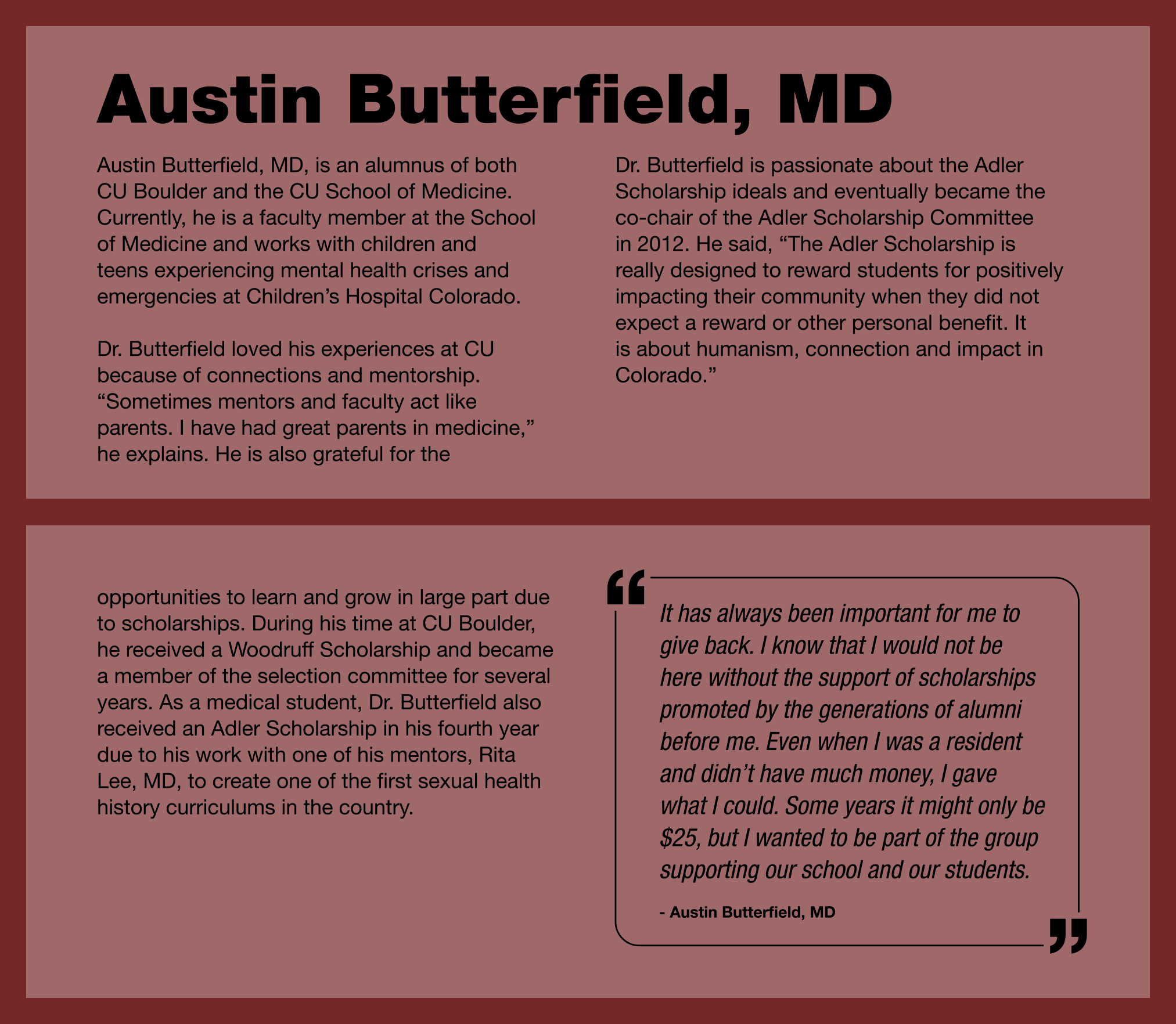 Austin Butterfield, MD – Virtual Benefactor Recognition Austin Butterfield, MD – Virtual Benefactor Recognition