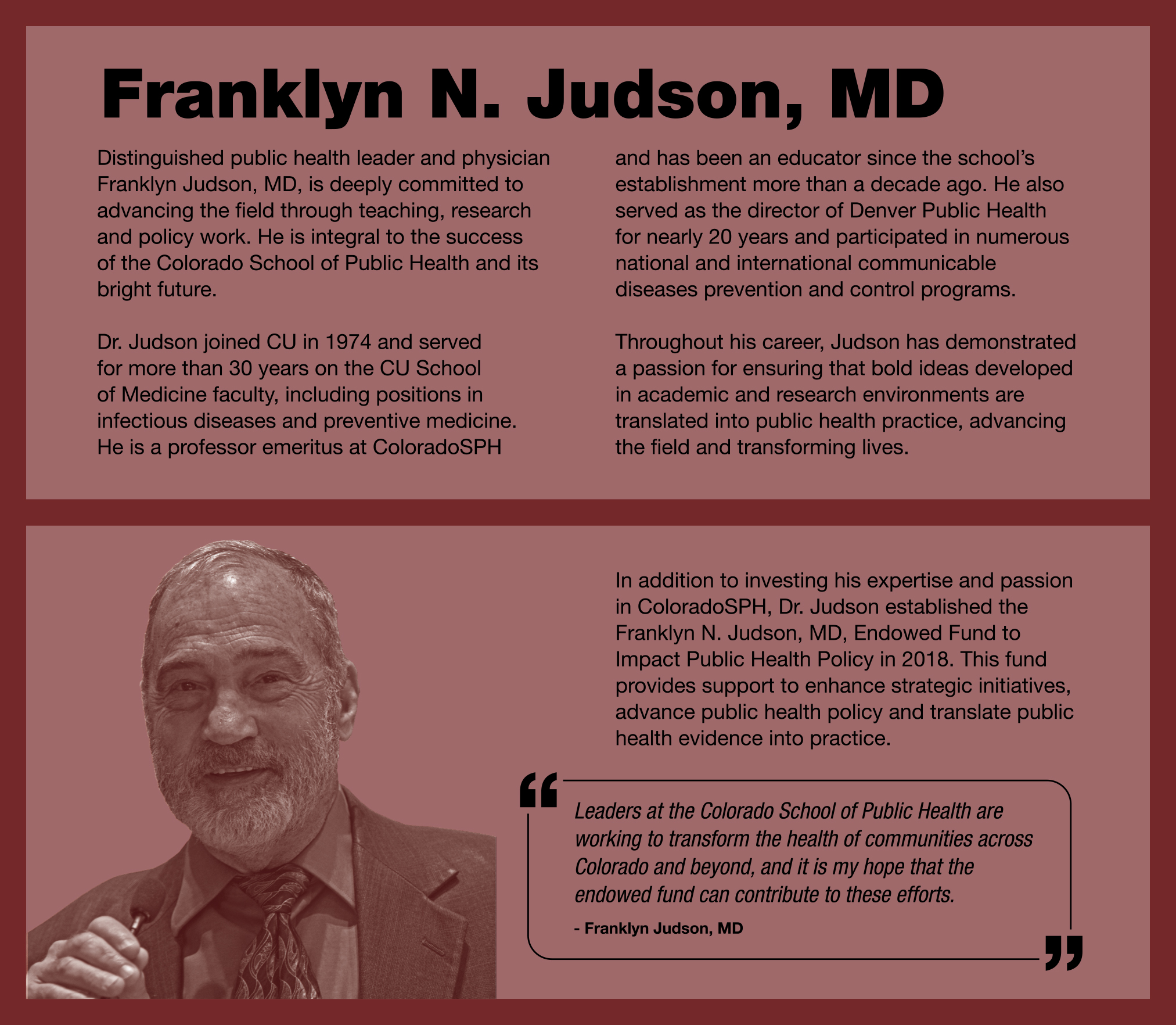 Franklyn Judson, MD – Virtual Benefactor Recognition